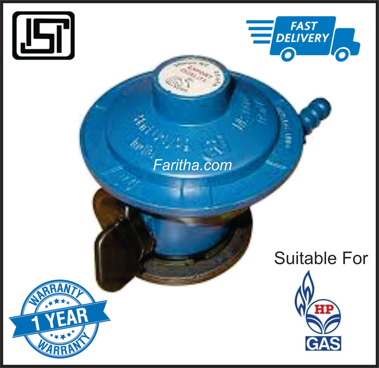 HP Low Pressure Gas LPG Regulator suitable for HP Cylinders (Blue Colo ...
